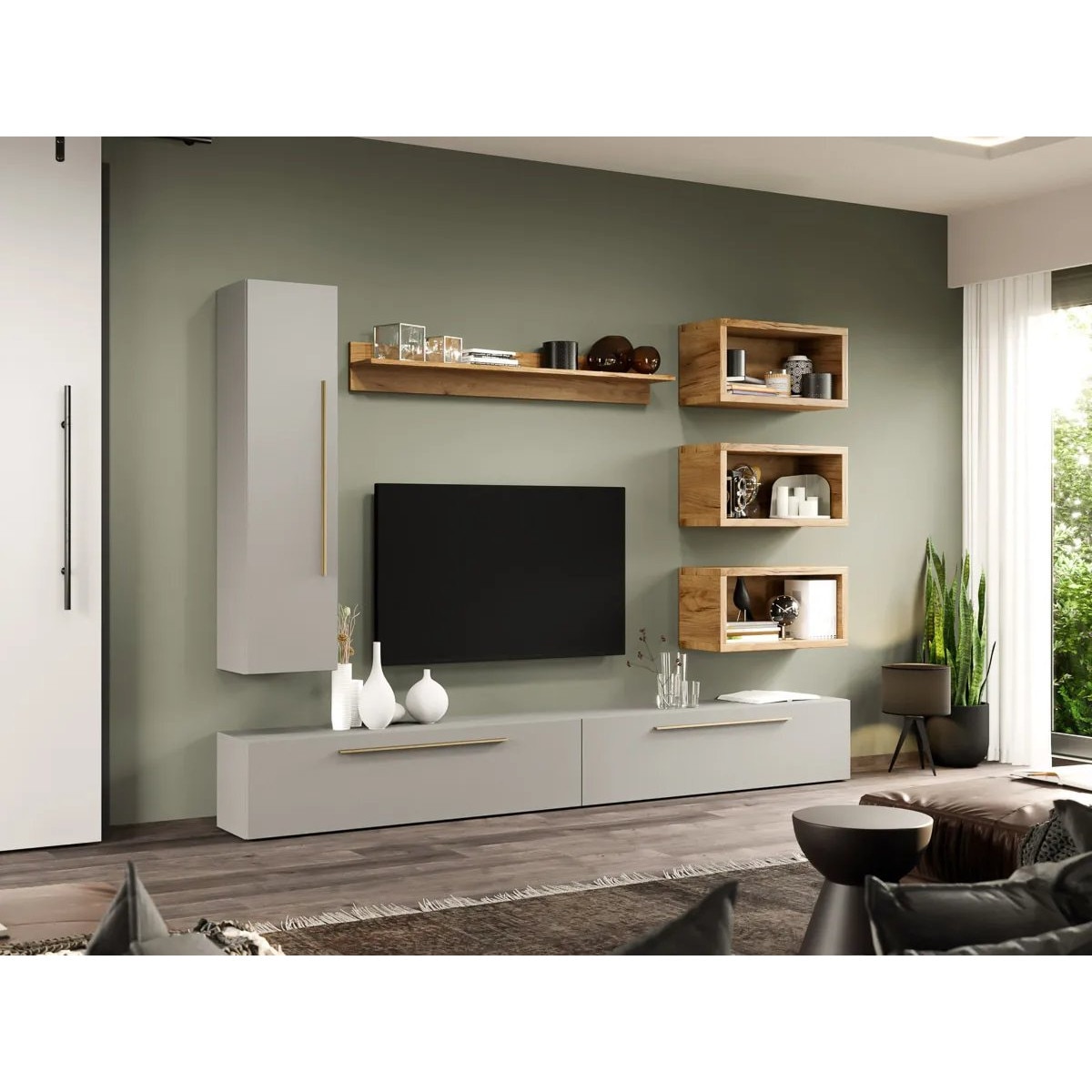 Set Mobila Living, Cloud, C04, Pal Melaminat, L 240 x A 25 x H 185 cm ...