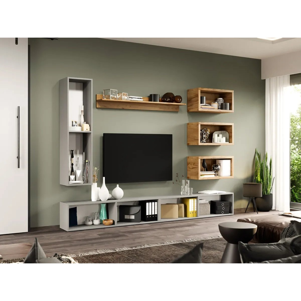 Set Mobila Living, Cloud, C04, Pal Melaminat, L 240 x A 25 x H 185 cm - eMAG.ro