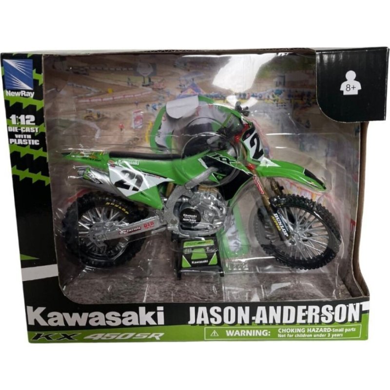 Macheta Jason Anderson Kawasaki Factory KX 450 Toy Model 1:12 - eMAG.ro