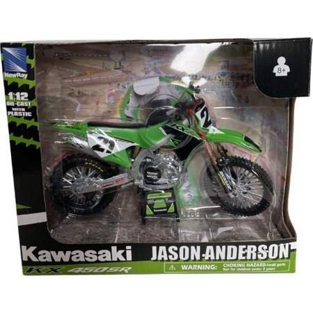 Macheta Jason Anderson Kawasaki Factory KX 450 Toy Model 1:12 - eMAG.ro
