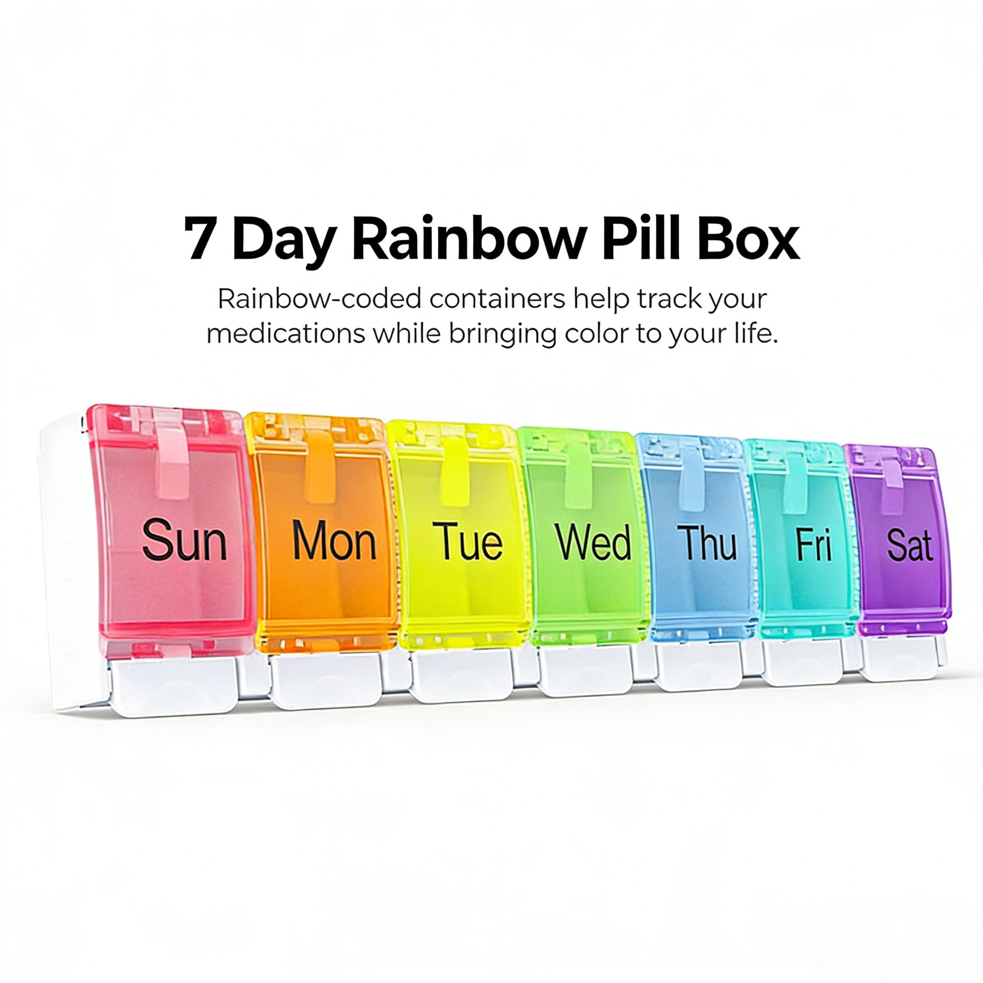 Organizator pastile si medicamente portabil, 7 compartimente colorate ...