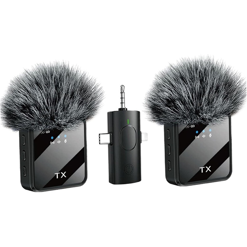Microfoane wireless, microfon lavaliera 3 in 1 cu anulare a zgomotului ...