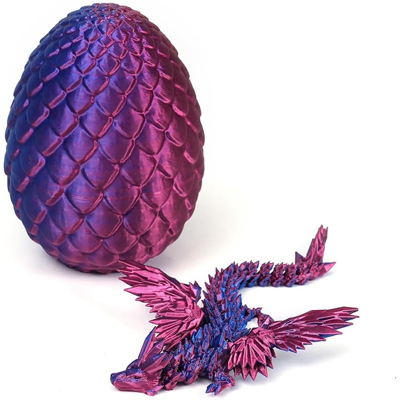 Figurina Dragon 3D cu Aripi in Ou, Rqiurpn, Articulat, Decor Birou, 6 ...