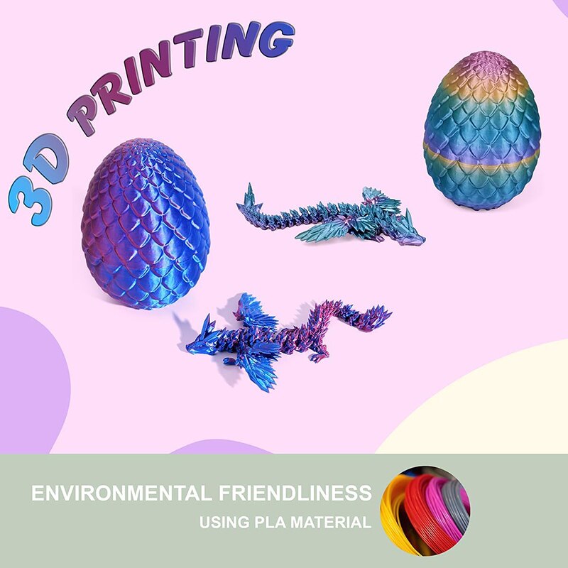 Figurina Dragon 3D cu Aripi in Ou, Rqiurpn, Articulat, Decor Birou, 6 ...