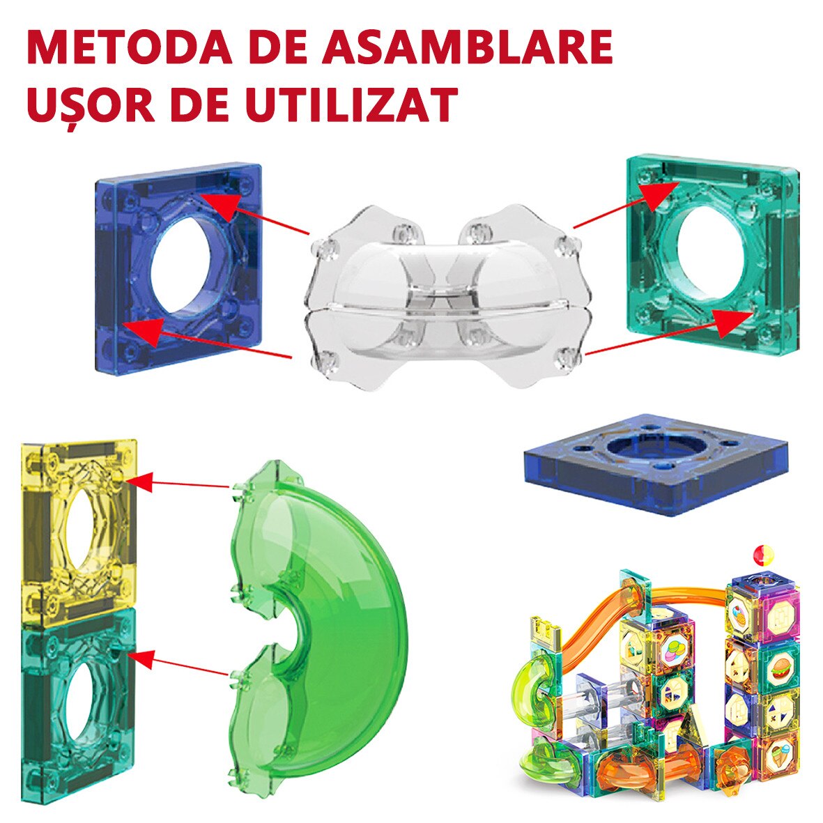 Set de constructie cu placi magnetice, Yulinland®, Creativ, Jucarie ...