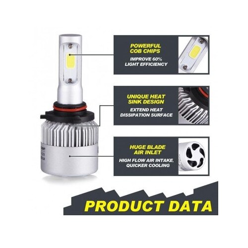 Комплект 2 LED крушки H3 COB Canbus, 4300K, мощност 72W, яркост 8000 Lm ...