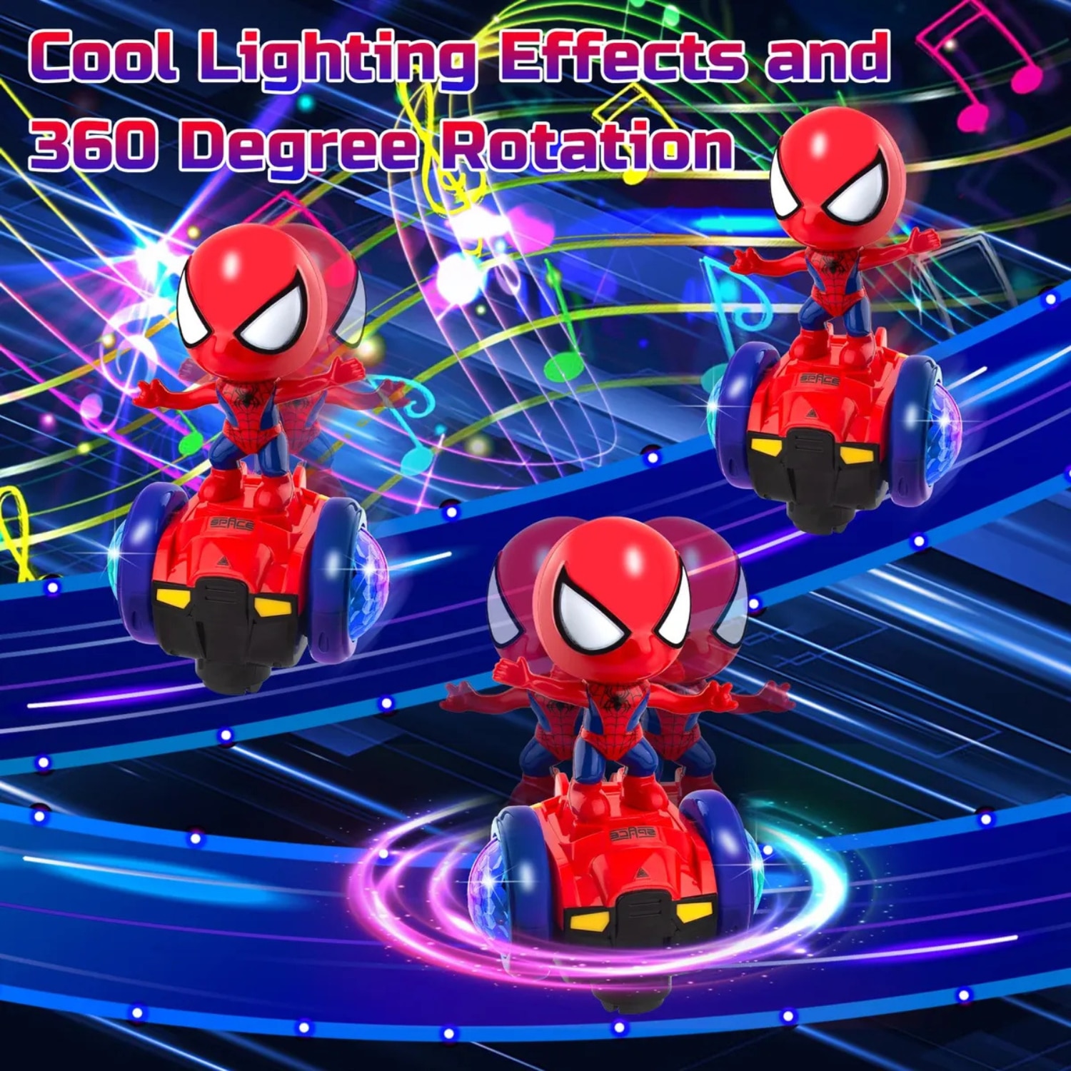 Masina Spider car rotativa 360°, LuckyLu®, Super Spider car, cu lumini ...