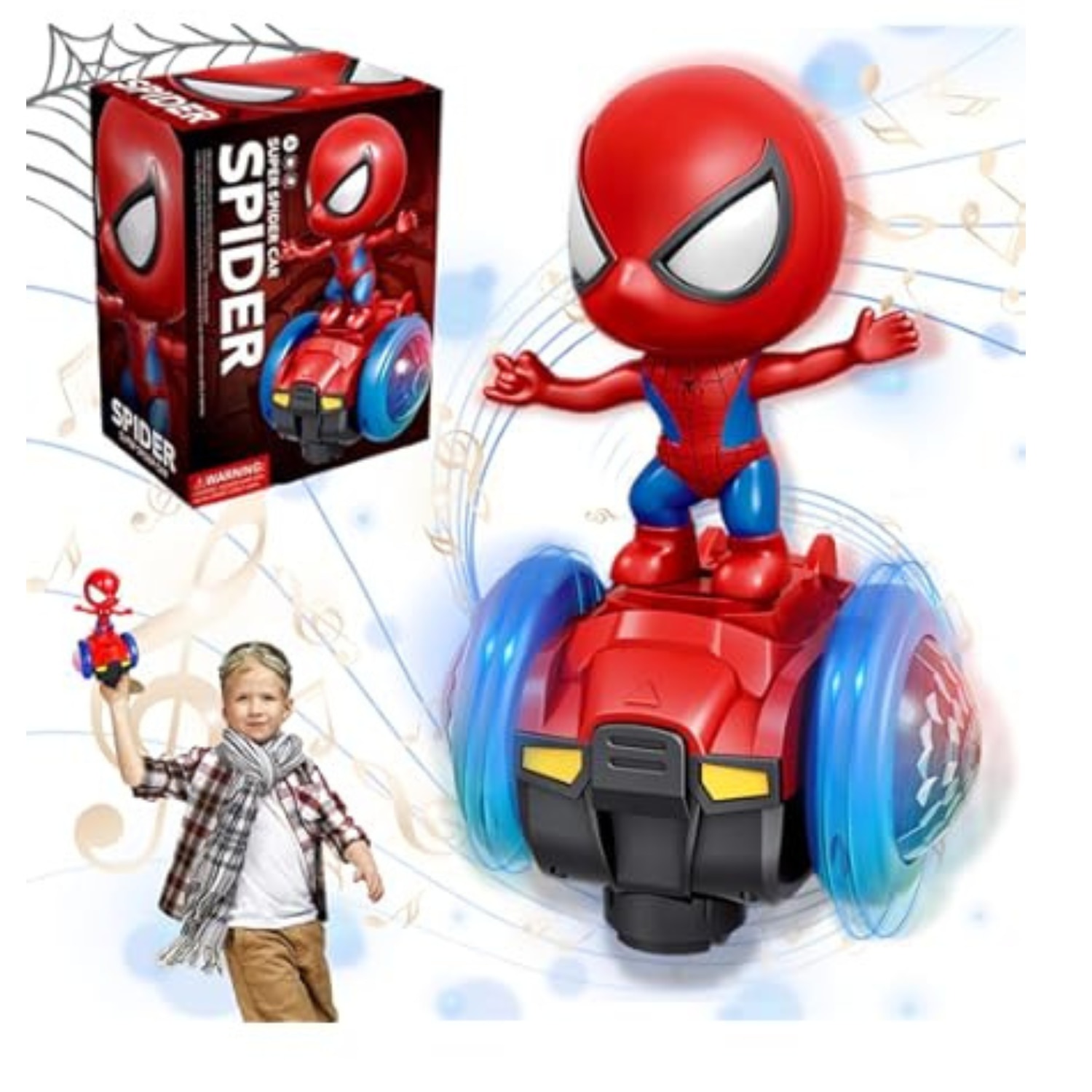 Masina Spider car rotativa 360°, LuckyLu®, Super Spider car, cu lumini ...