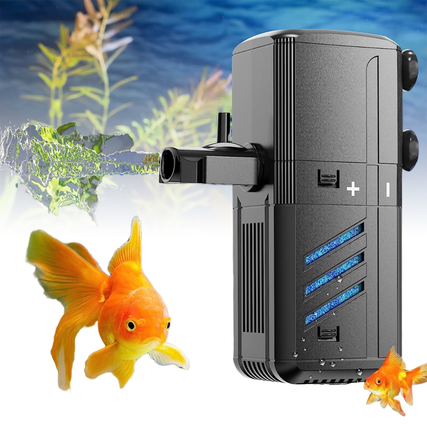 Filtru intern pentru acvariu, Lynker, 4 in 1, 6W, 500L/H, Negru, 13*4.3 ...