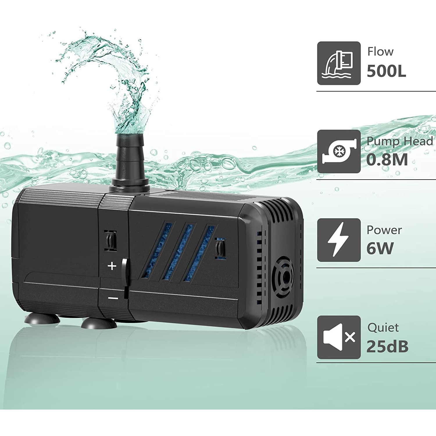 Filtru intern pentru acvariu, Lynker, 4 in 1, 6W, 500L/H, Negru, 13*4.3 ...