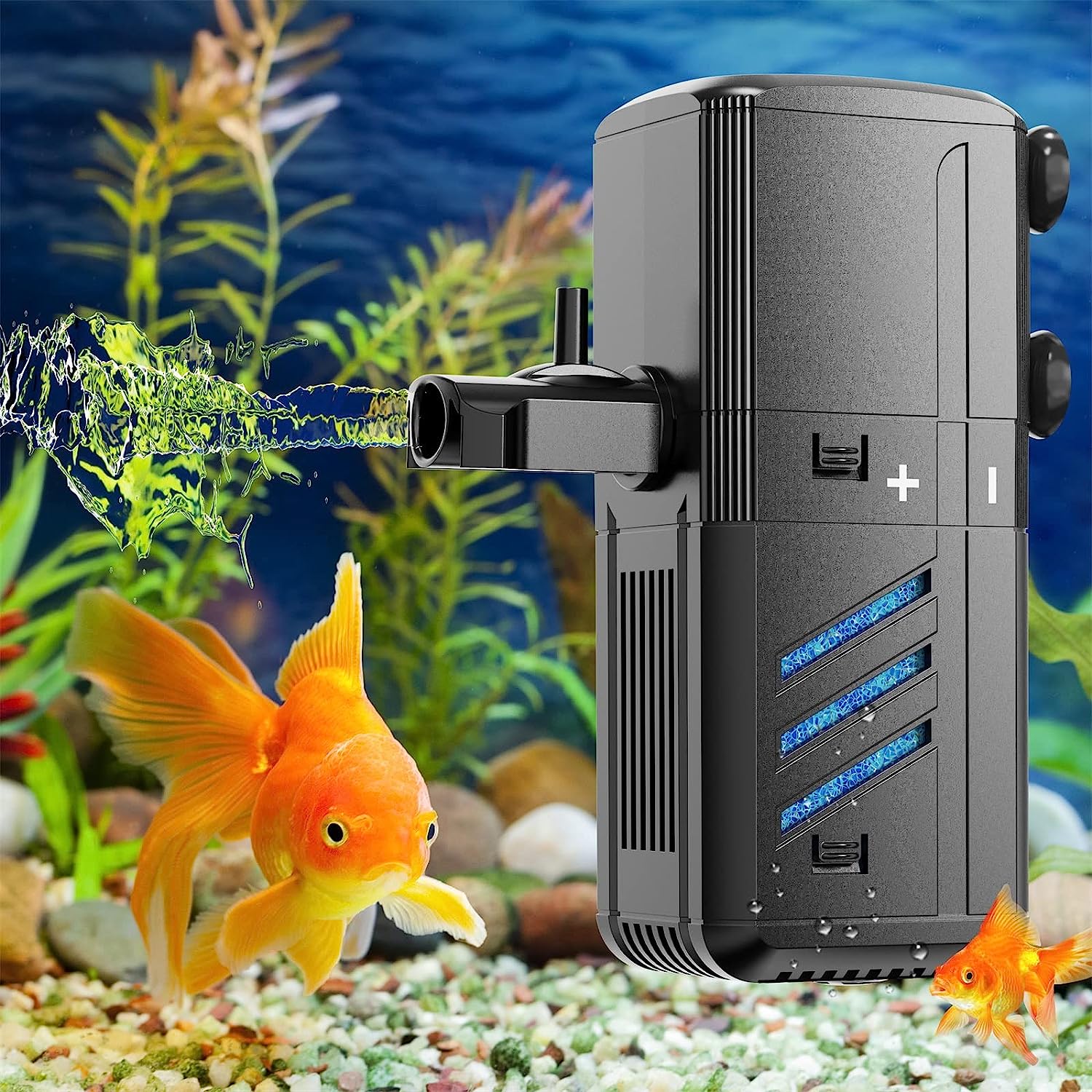 Filtru intern pentru acvariu, Lynker, 4 in 1, 6W, 500L/H, Negru, 13*4.3 ...