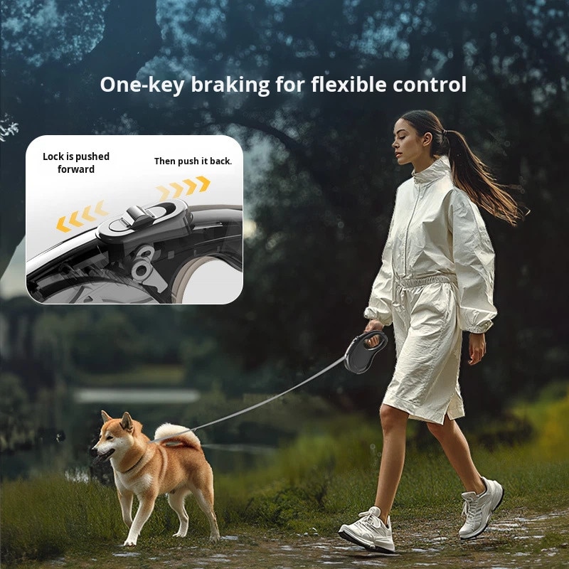 Lesa retractabilă Nunbell, 5m, pentru câini de până la 40 kg, ABS/Nylon ...