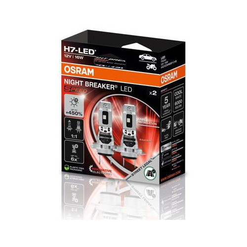 Set Becuri auto LED H7 Osram SPEED 2Gen +450% NIGHT BREAKER LED ...