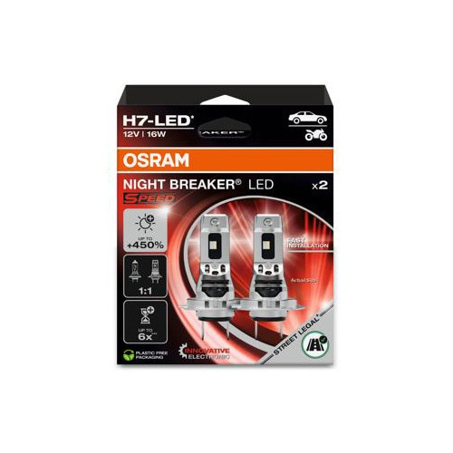 Set Becuri auto LED H7 Osram SPEED 2Gen +450% NIGHT BREAKER LED ...