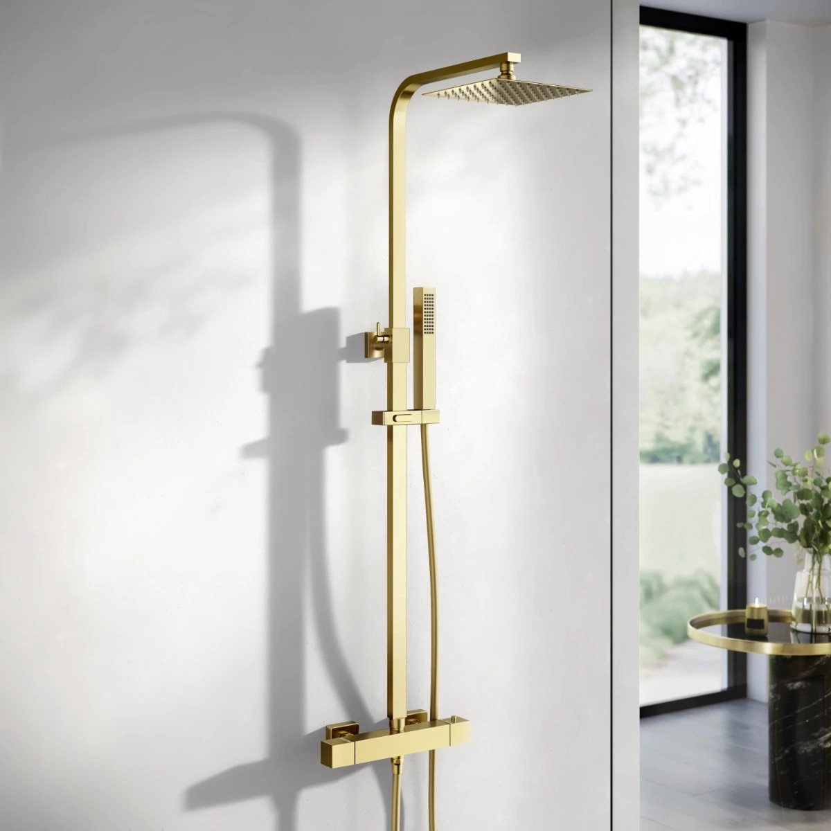 Coloana Dus cu Termostat SquareLux, 2 Functii, Auriu Periat, Cod 8089G ...