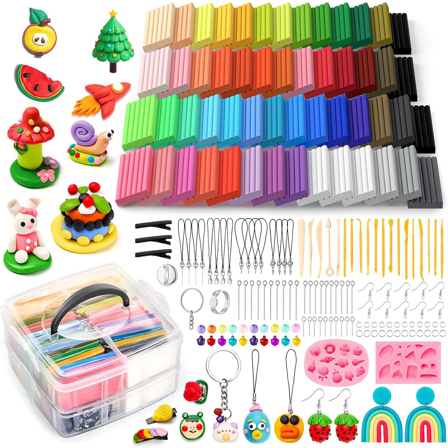 Kit de lut polimeric pentru copii, 50 de culori, set de lut polimeric ...
