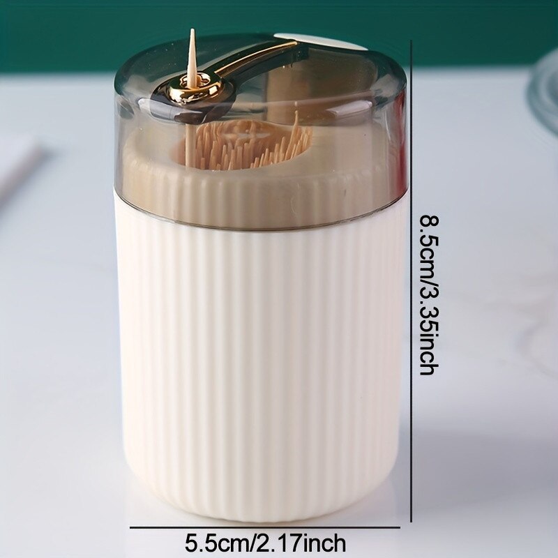 Dispenser de Scobitori Semi-Automat, 8.5x5.5 CM, cu Buton, Premium, Bej ...