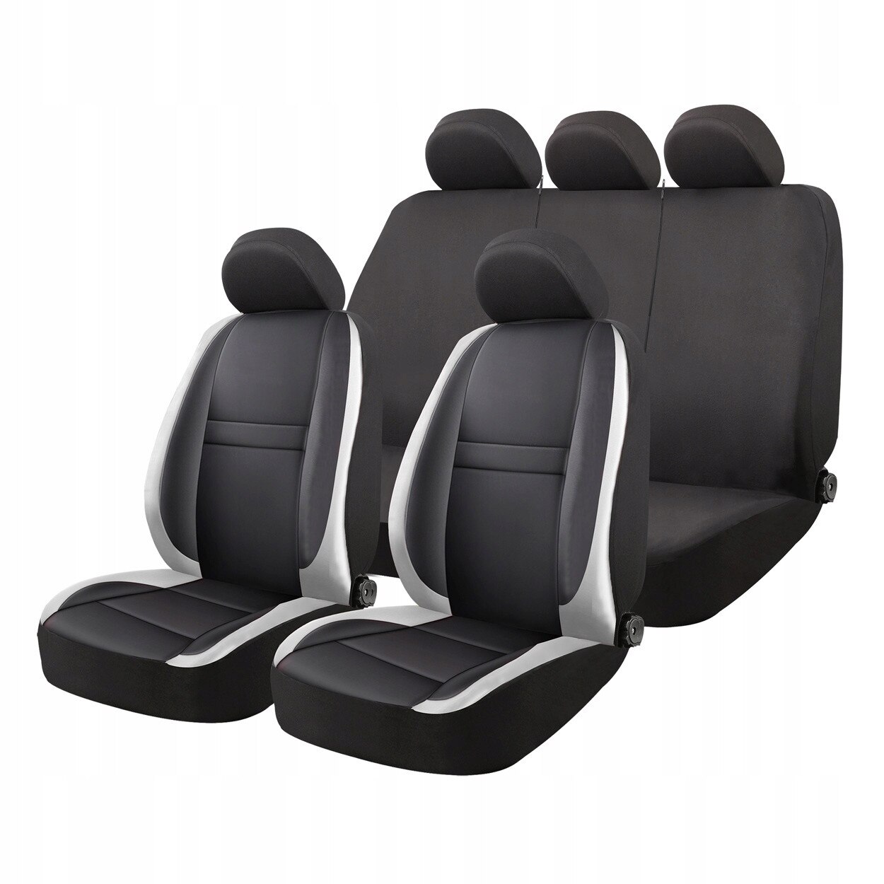 Set huse auto universale AMiO SC09, 9 piese, negru-gri, pentru fata si ...