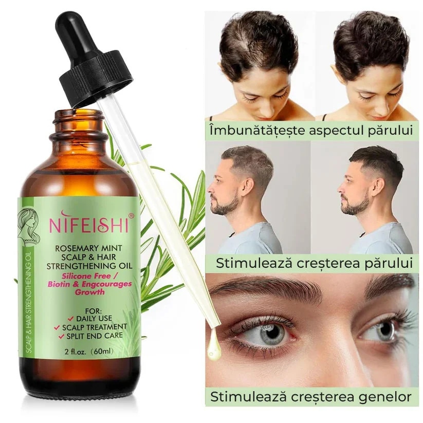 Ulei cu Rozmarin si Menta pentru Tratamentul Scalpului, Varfuri ...