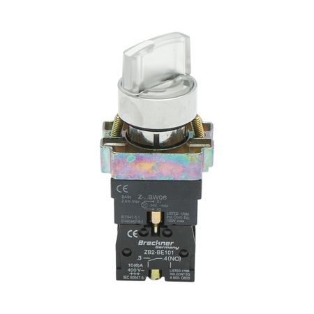 Selector 2 pozitii cu retinere si indicator semnalizare LED alb 1NO+1NC ...