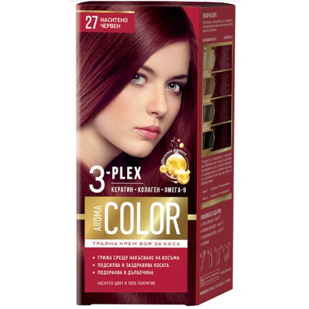 AROMA COLOR Vopsea crema de par nr. 27 Rosu intens, 1 buc - eMAG.ro