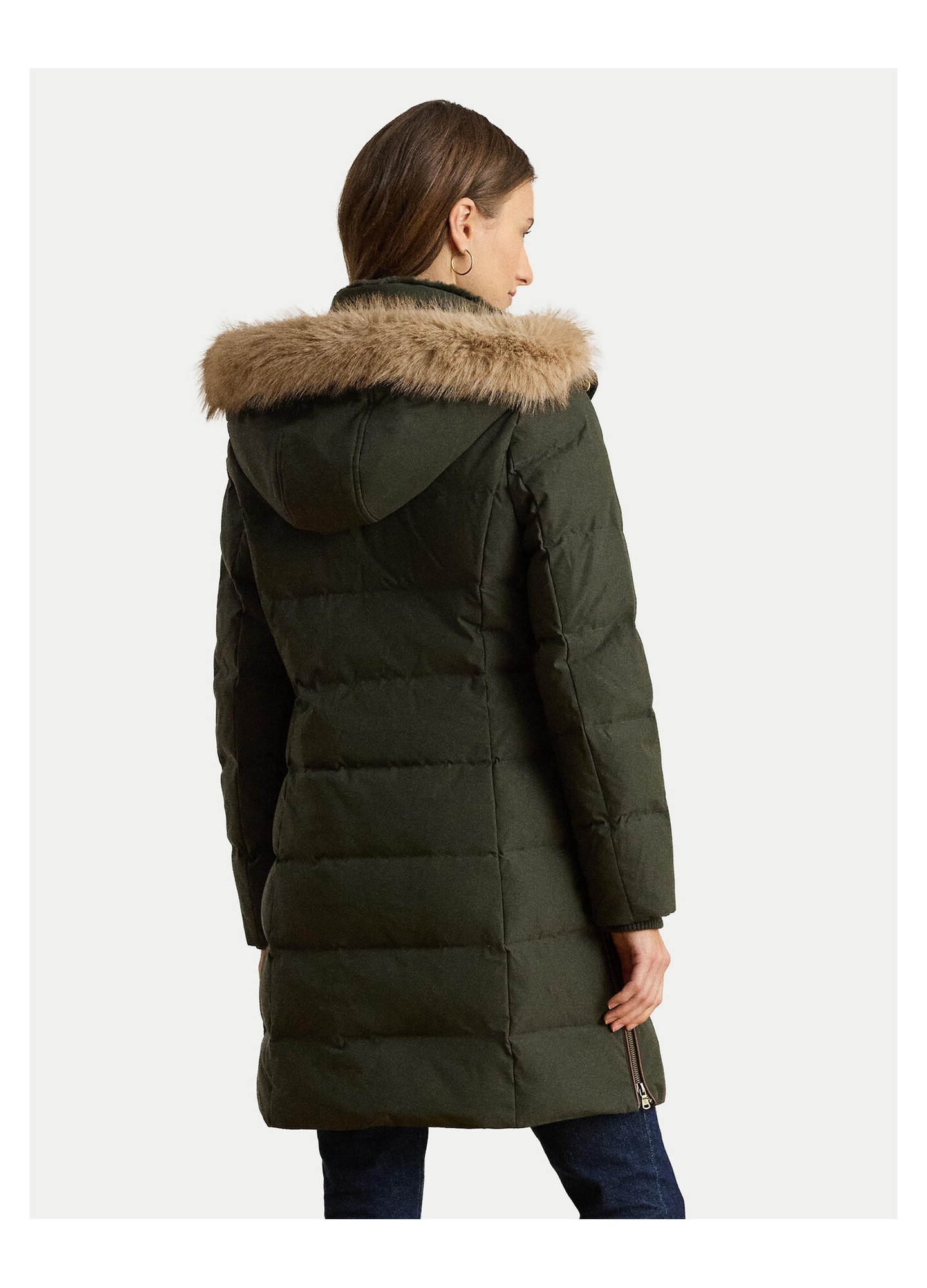 Geaca de puf dama Lauren Ralph Lauren, verde, fabricata din material de ...