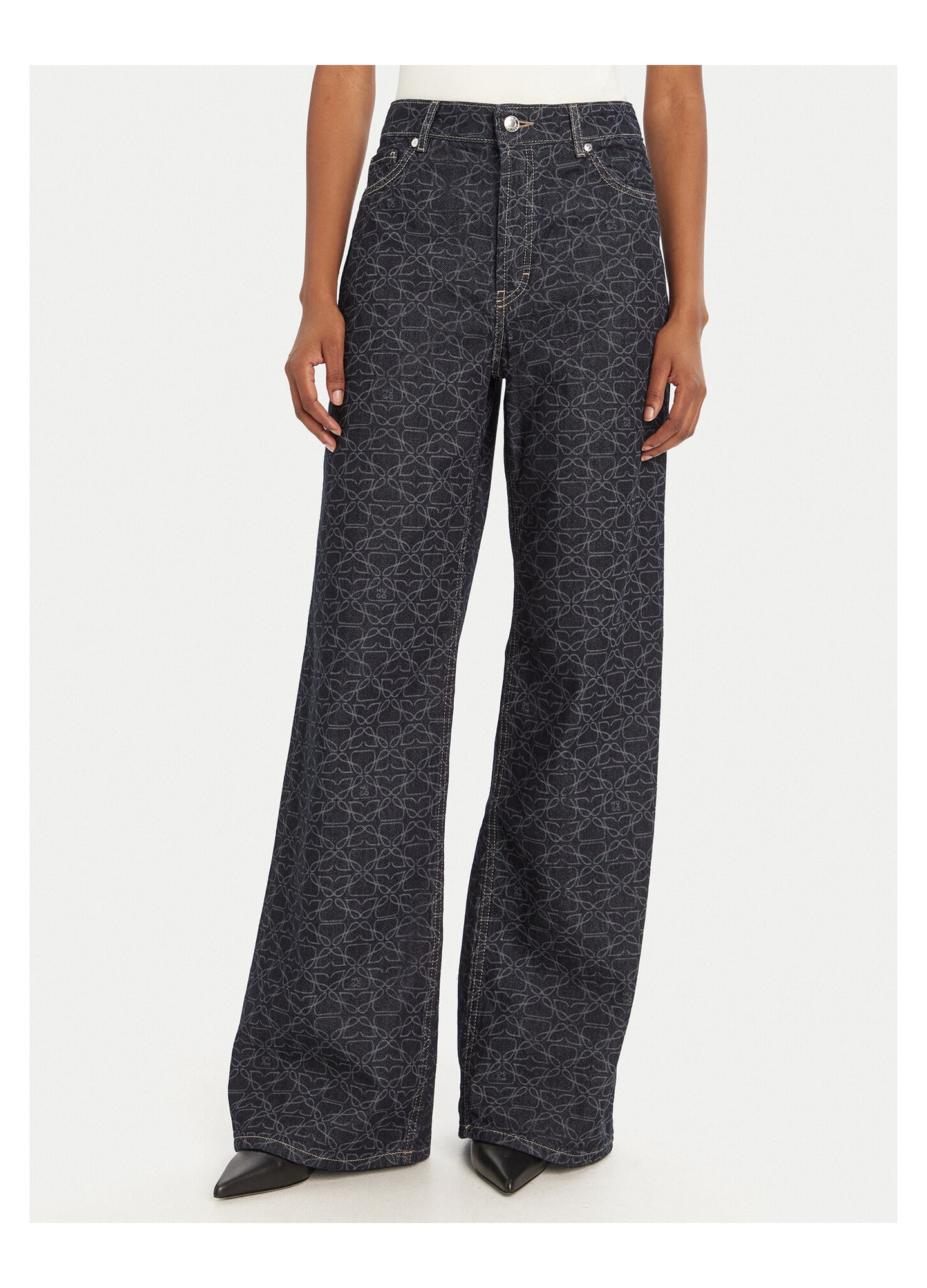 Blugi dama HUGO, model wide-leg, bleumarin, W32-L32 US - eMAG.ro