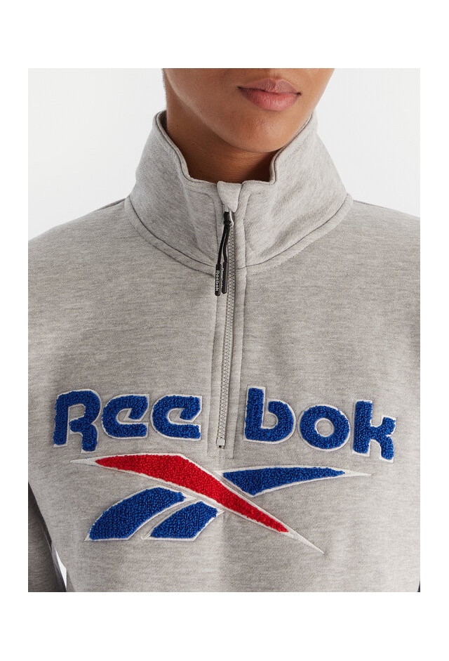 Hanorac dama Reebok, gri, textil, cu logo, M INTL - eMAG.ro