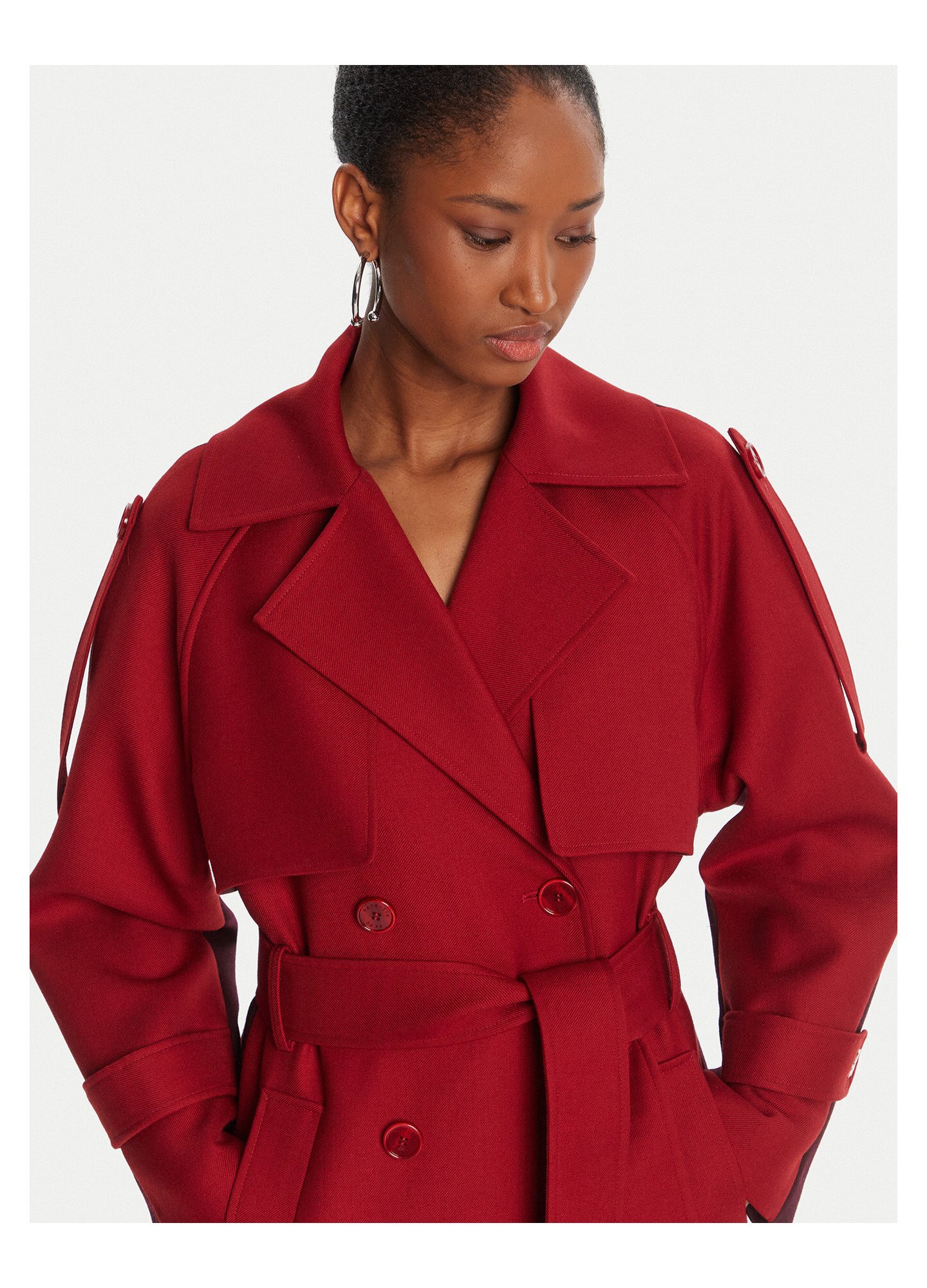 Trenci dama Patrizia Pepe, bordeaux, palton elegant, 42 EU - eMAG.ro
