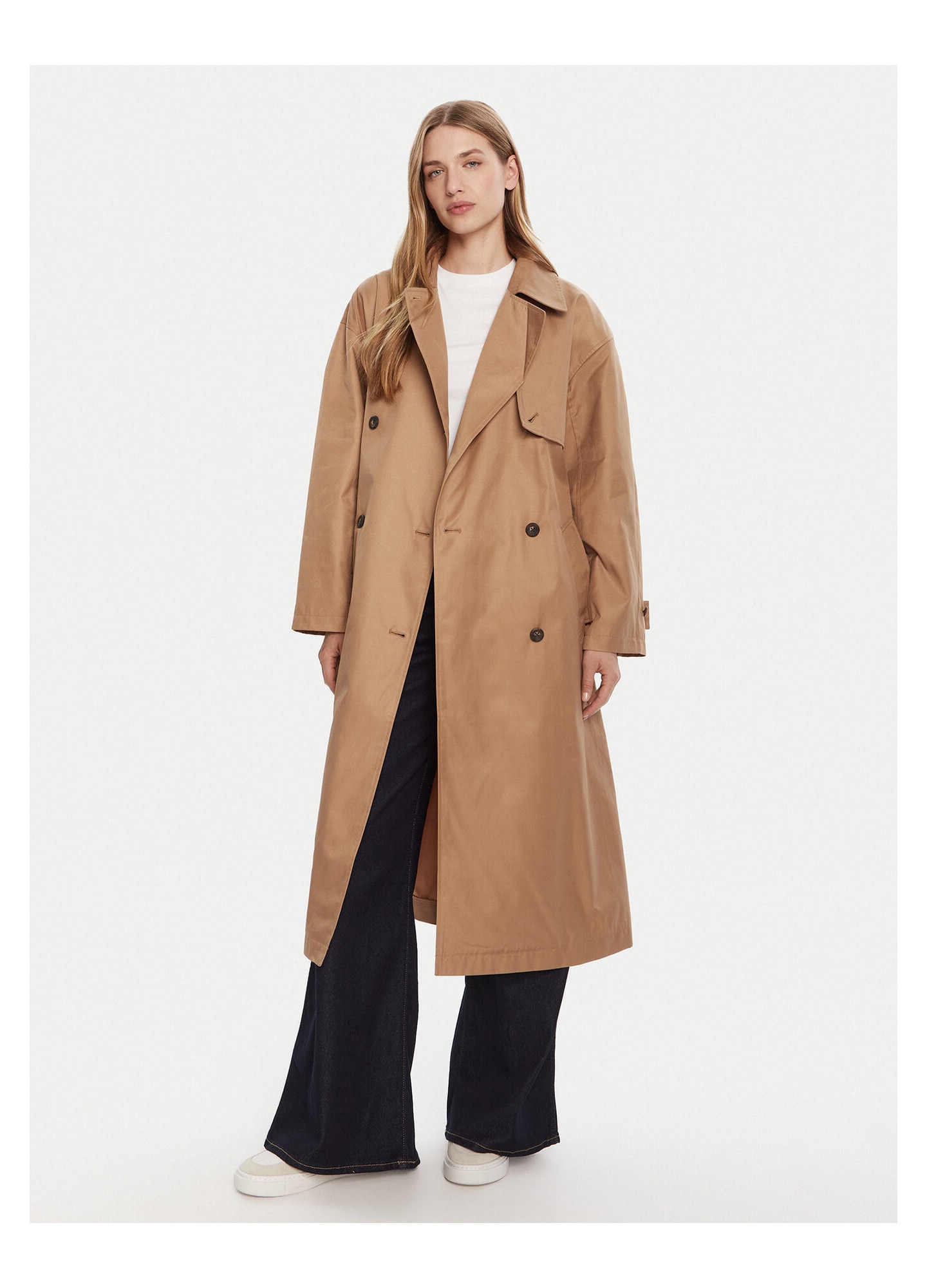 Trenci dama Calvin Klein, maro, palton elegant, material de calitate ...