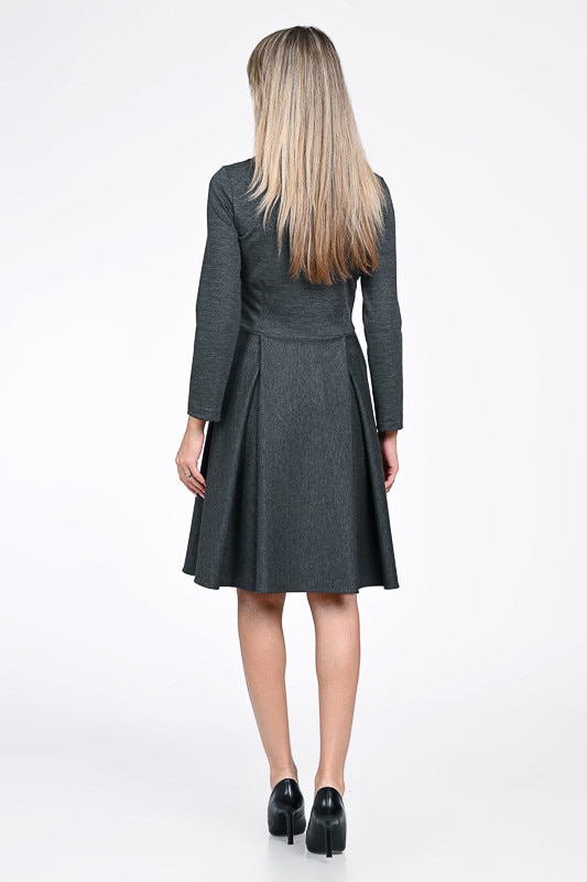 Rochie midi tricot GIORGAL cu pliuri gri ORY 46EU - eMAG.ro