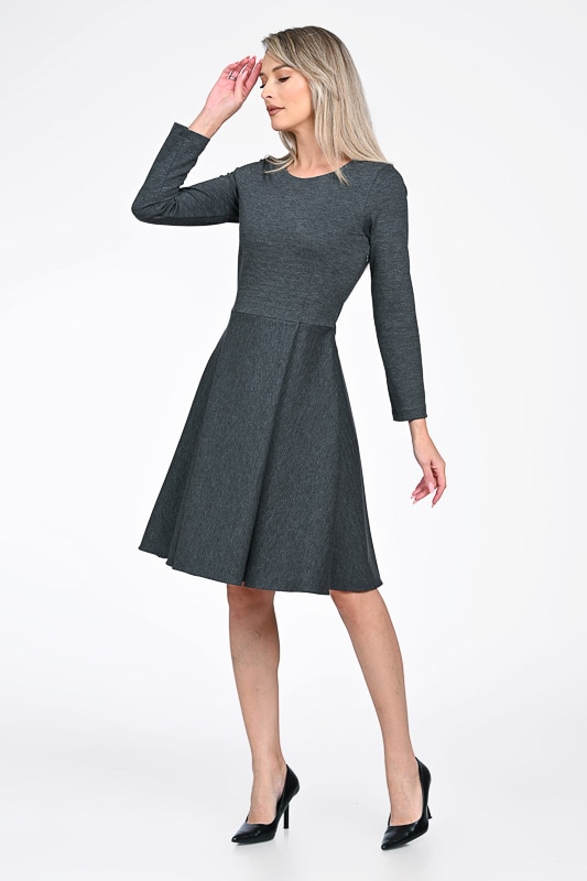 GIORGAL kötött midi ruha redőkkel, szürke ORY 38EU - eMAG.hu