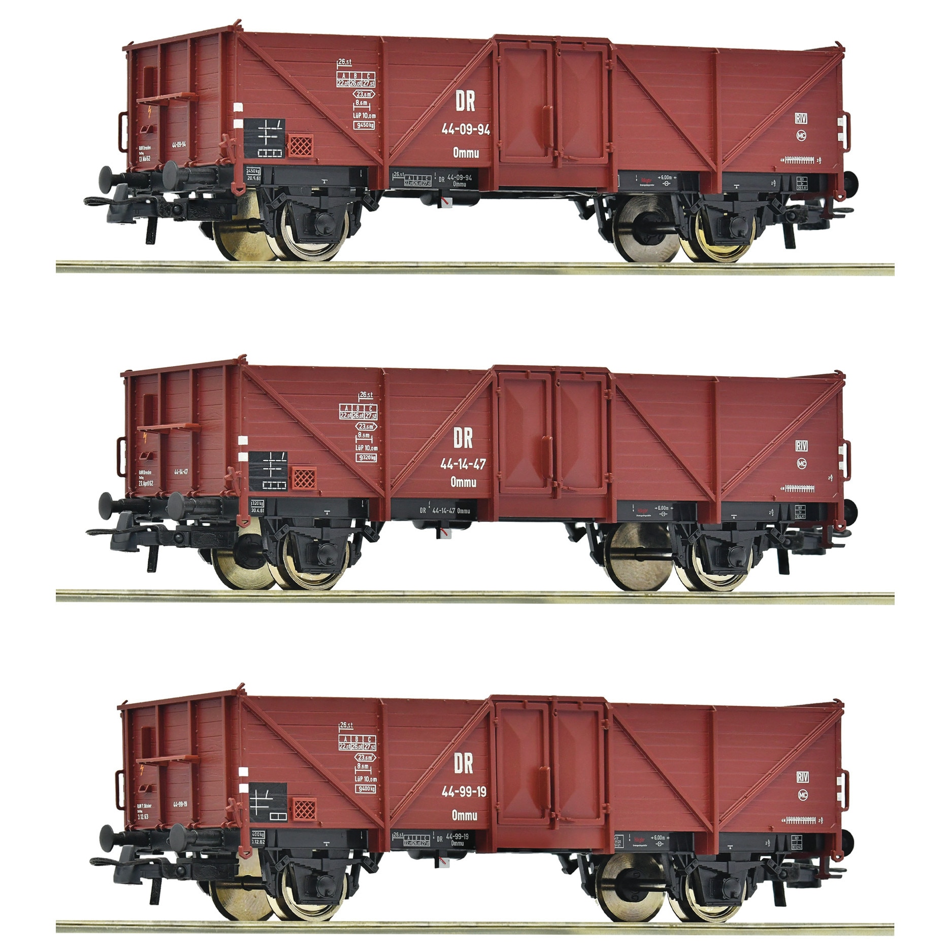 Set 3 vagoane gondola, Piko, DR, scara H0, 342mm, multicolor - eMAG.ro