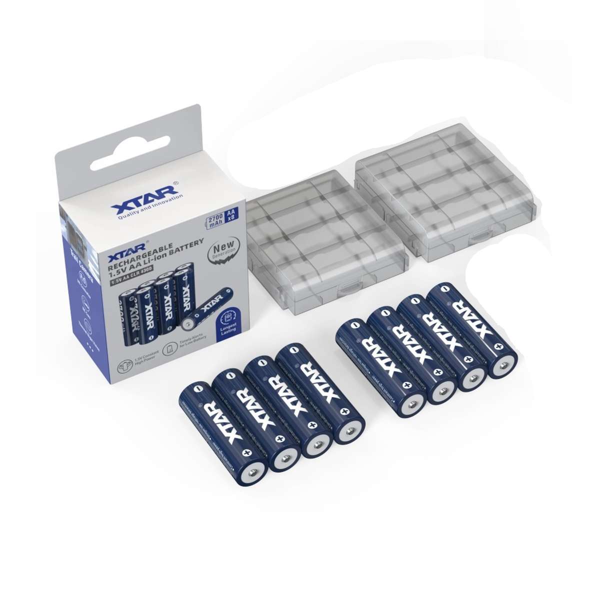 Set de 8 acumulatori Xtar AA (R6) Li-Ion, 1.5 V, capacitatea 4300 mWh ...