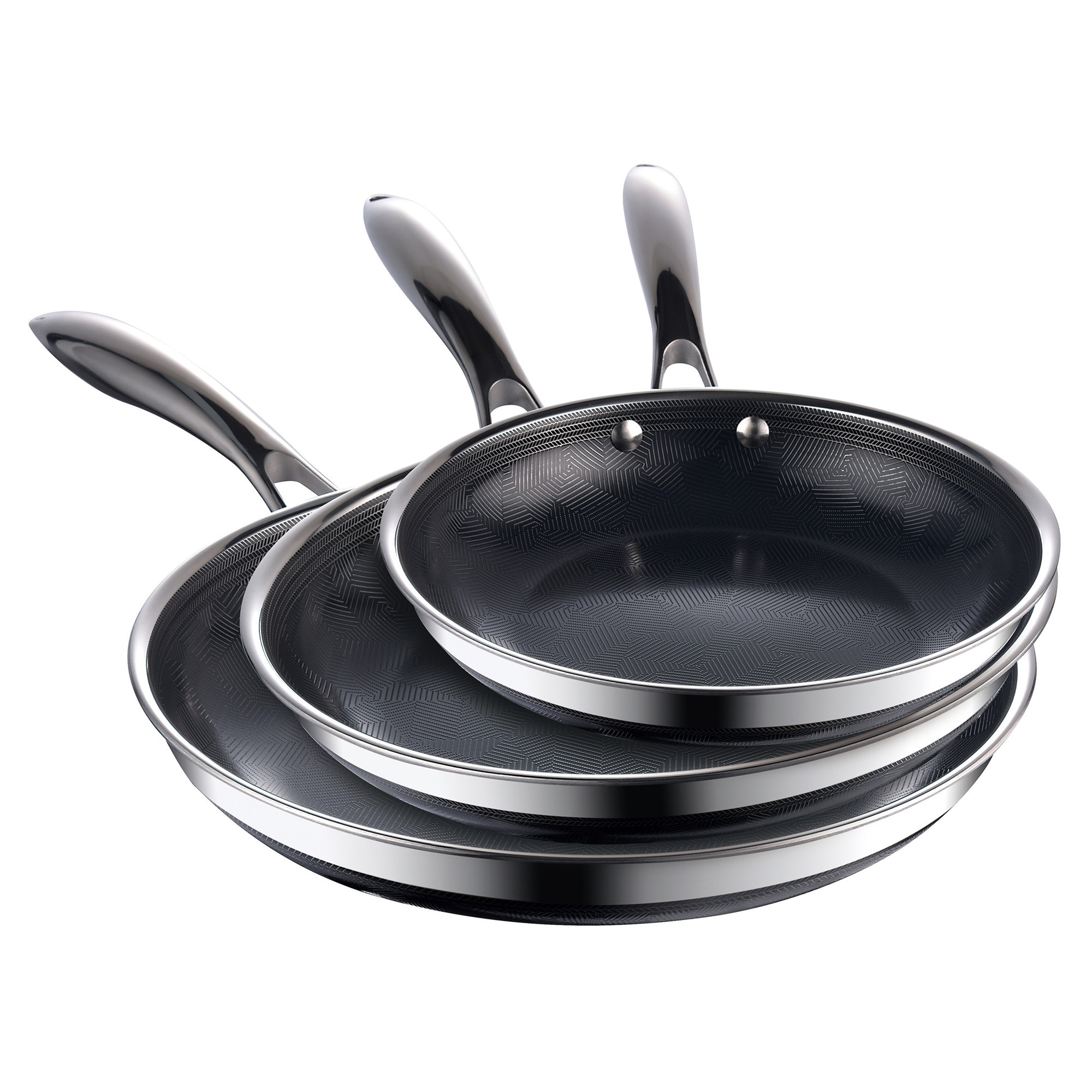 Set Tigai Inox si Ceramica Biovita, Fara PFAS, 3 Tigai (24, 26, 28 cm ...
