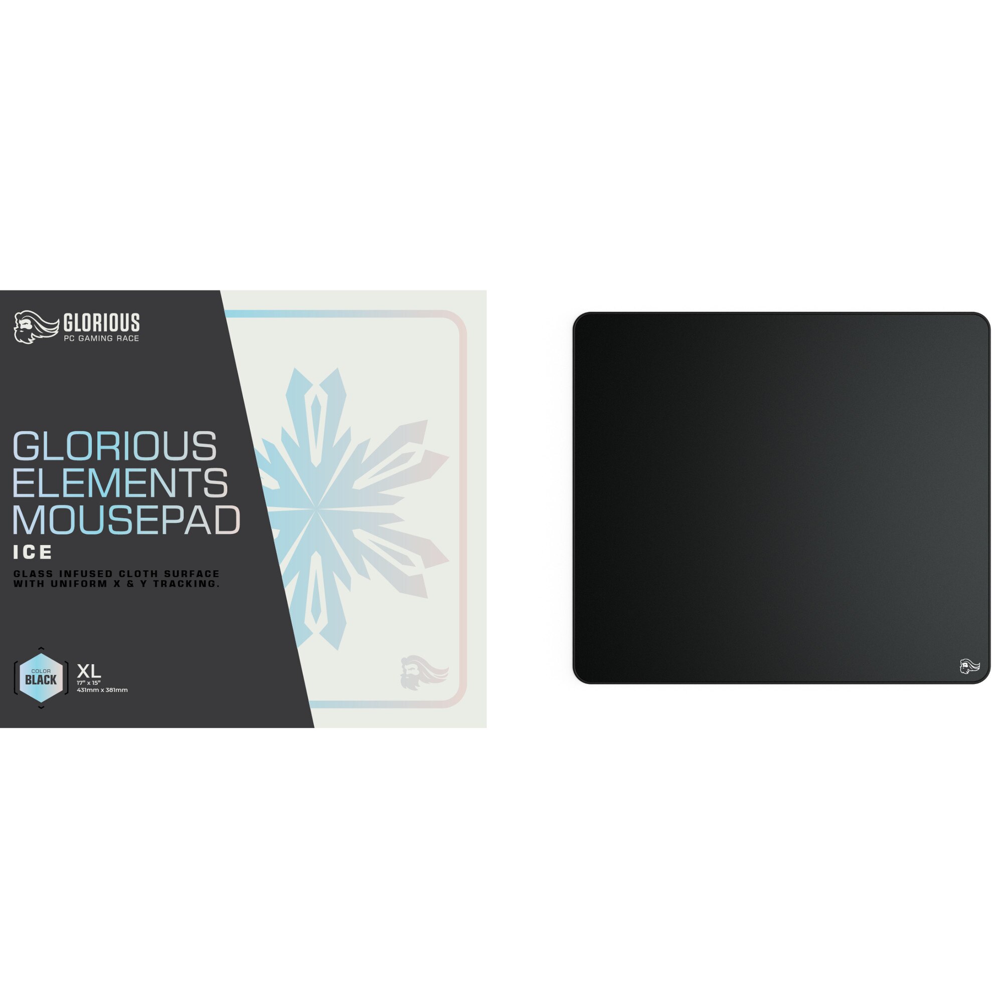 Mousepad Glorious Elements Ice, XL, negru, 430x380mm, 3mm grosime ...