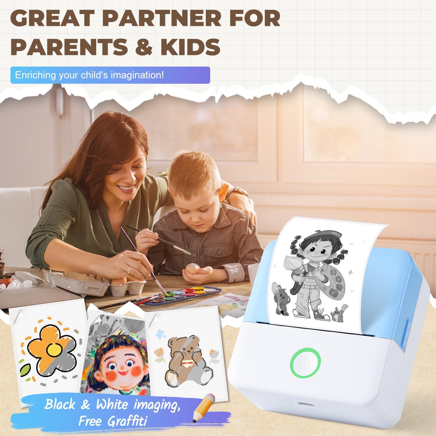 Mini Imprimanta Termica Portabila, Bluetooth, aplicatie pe telefon ...