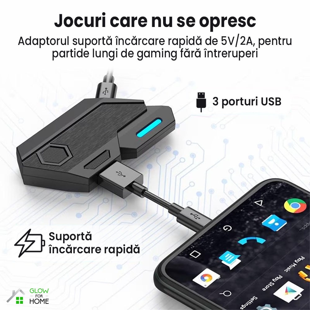 Set Kit Gaming Tastatura Iluminata 39 Taste One Hand si Mouse ...