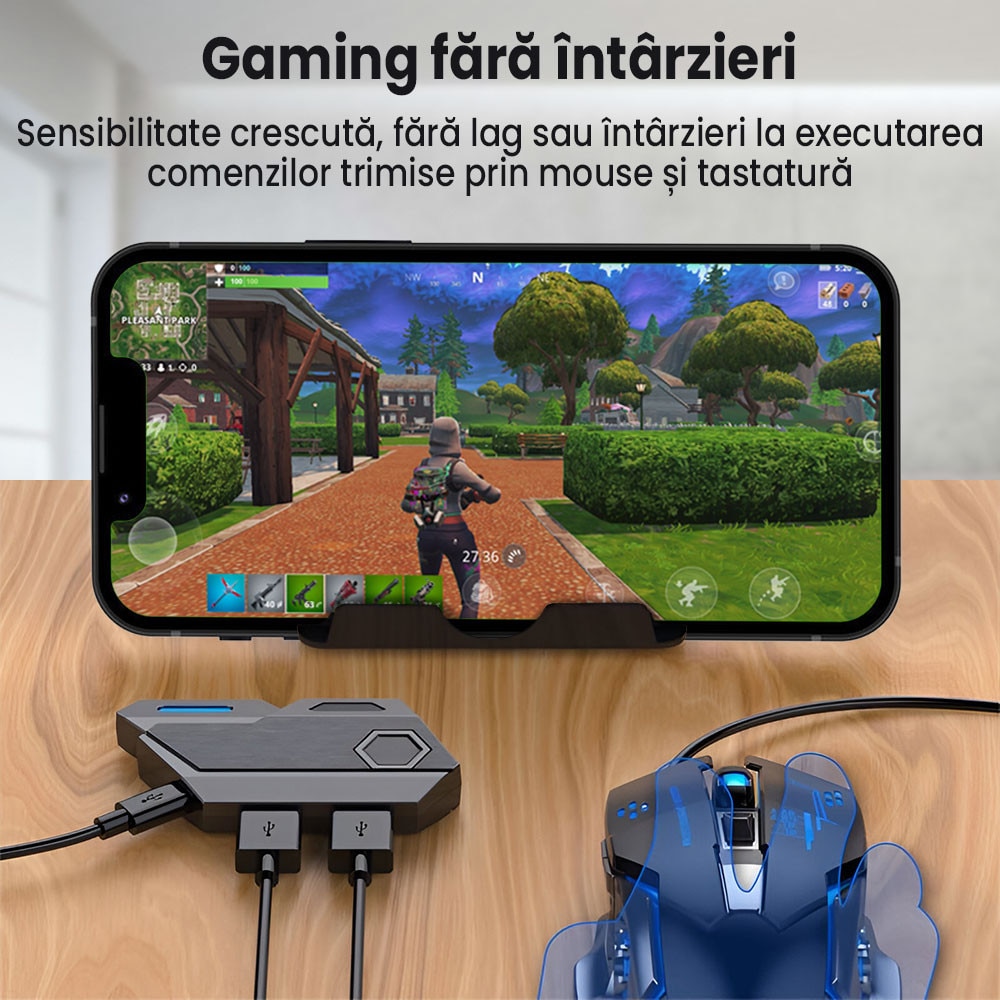 Set Kit Gaming Tastatura Iluminata 39 Taste One Hand si Mouse ...