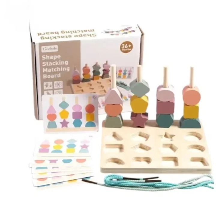 Joc Montessori din Lemn 3 in 1 – Sortare Forme, Asocieri Logice si ...
