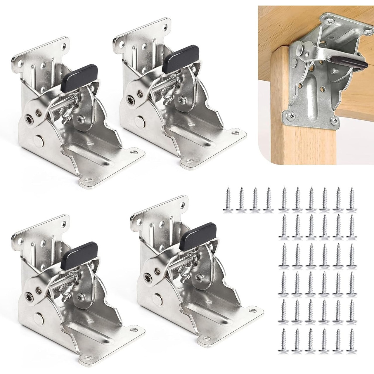 Set de 4 balamale pliabile cu 40 suruburi, Bedee®, poate sustine pana ...
