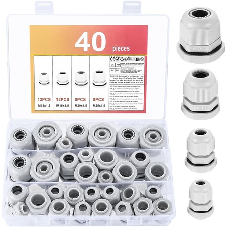 Set de 40 de presetupe cu garnitura pentru cablu electric, M12 M16 M20 ...
