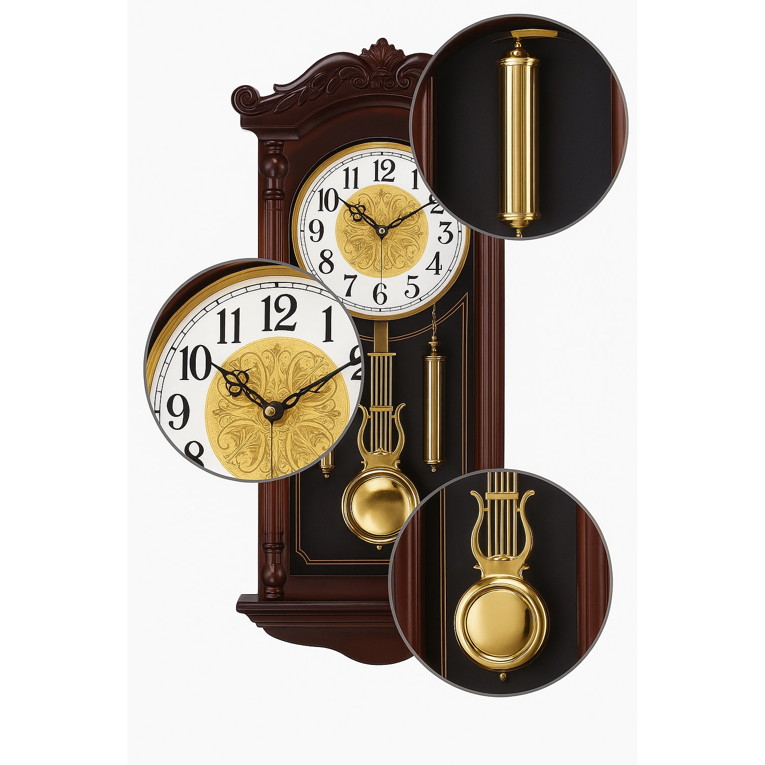 Ceas Pendul Elegant pentru Perete, Stil Retro Clasic, 60x30 cm, Fara ...