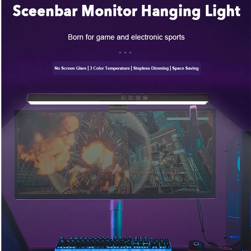 Lampa pentru monitor VIELLAN, 40cm, 2 lampi, Protectie Pentru Ochi ...