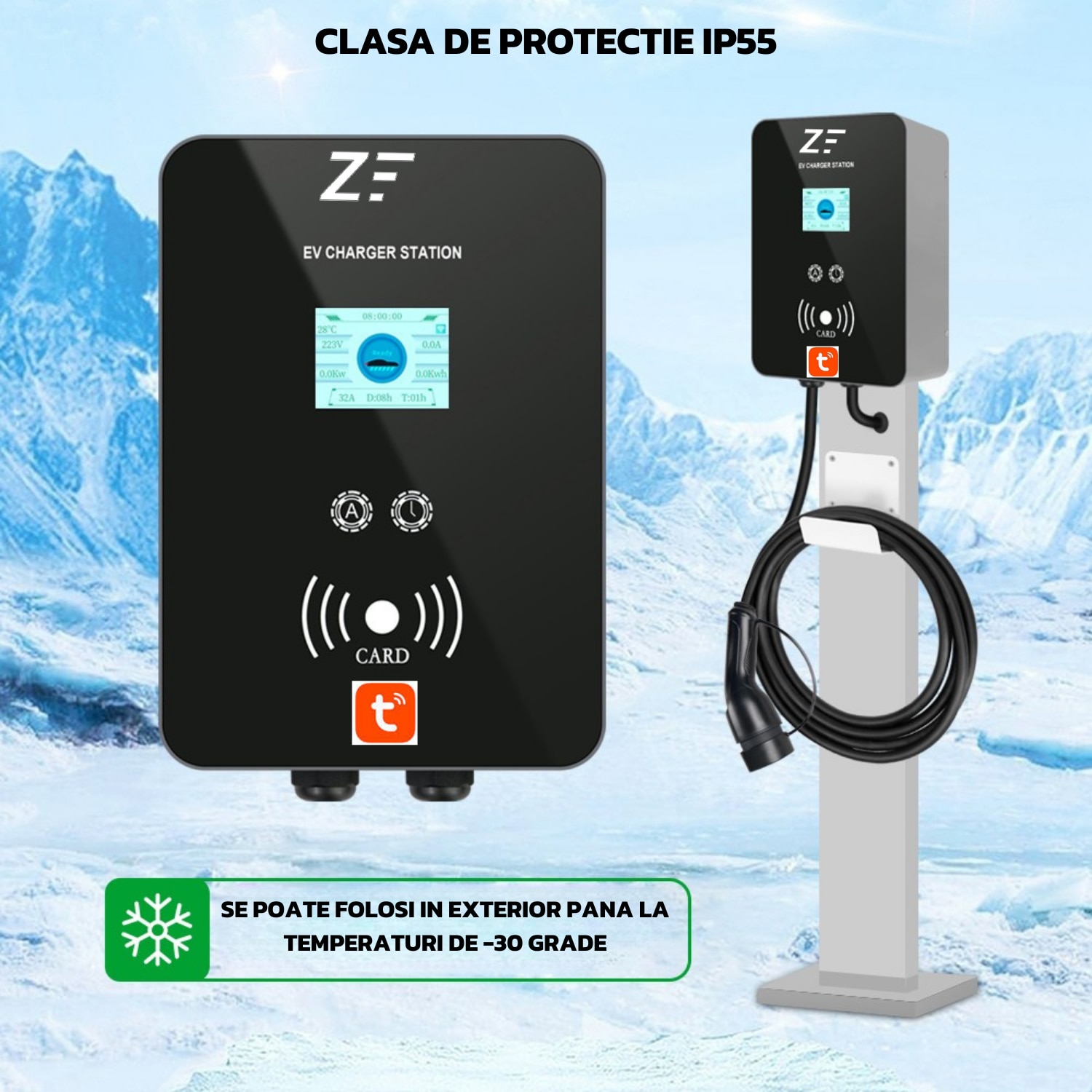 Statie de incarcare perete/stalp Smart cu load balancer, 380V, Tuya ...