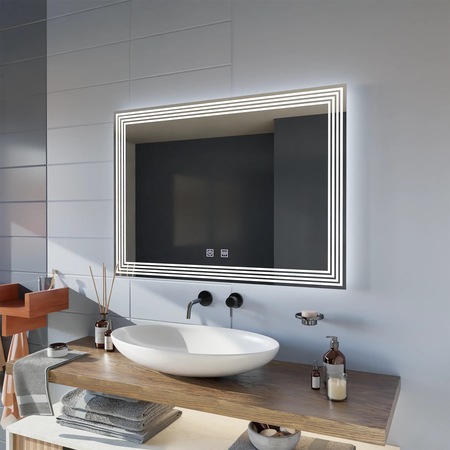 Oglinda LED Rectangulara, Dezaburire, 80x60cm, ADIS Basic Touch - eMAG.ro