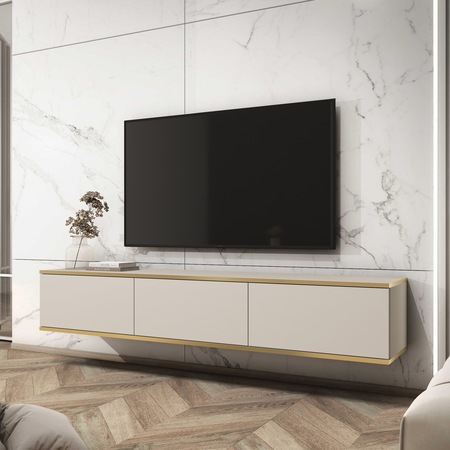 Dulap TV Banff, 3 compartimente, PAL melaminat, 30 x 175 x 32 cm, Bej ...