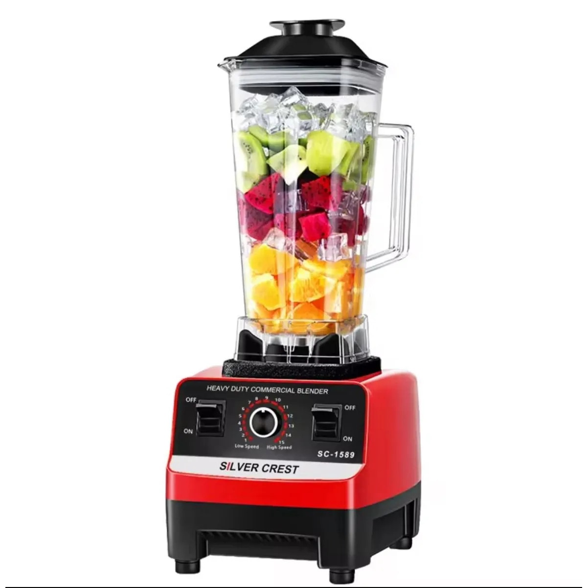 Blender Profesional de bucatarie 2 in 1, 2 L, motor din cupru, Rosu, 15 ...