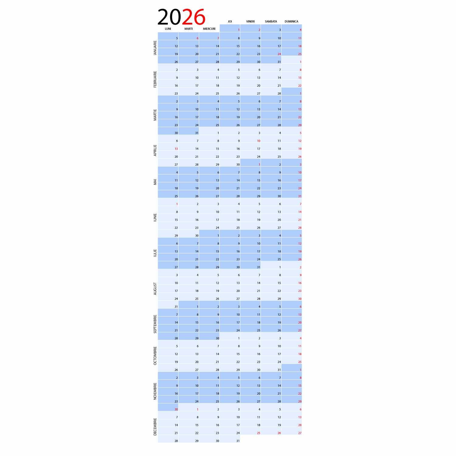 Calendar de perete planner 43 x 125 cm CLP43125T2 - eMAG.ro