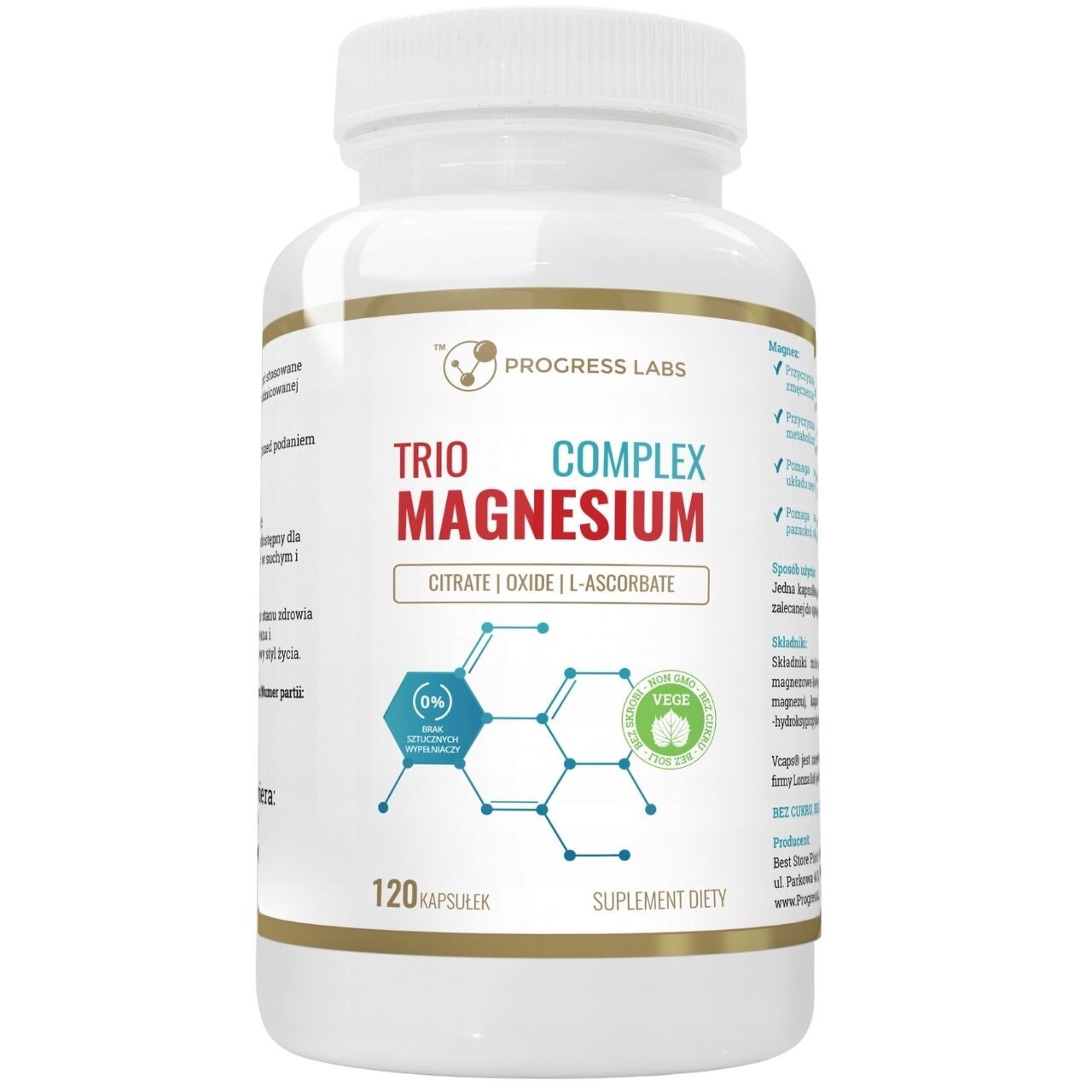 Trio Complex Magneziu 400 mg, 120 capsule, Progress Labs - eMAG.ro